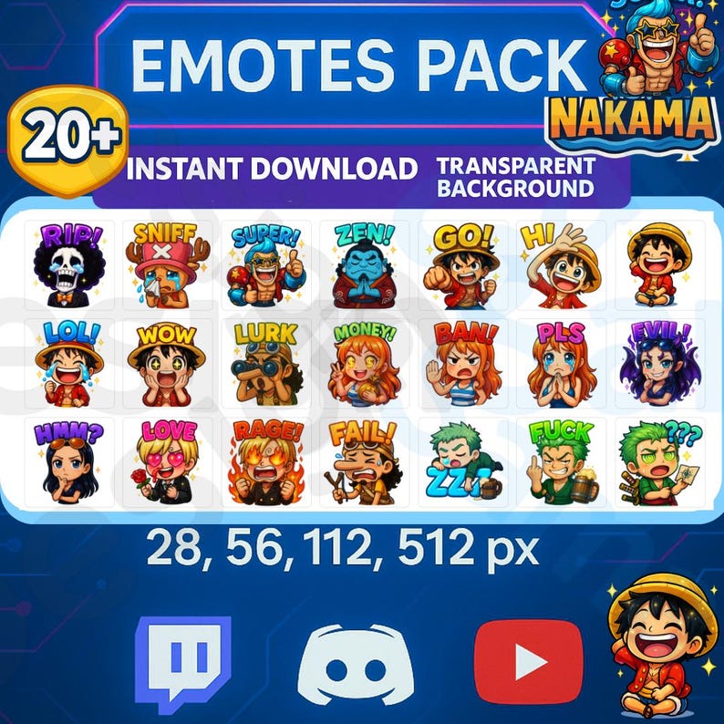 20+ Pirates Crews Emotes Pack for Twitch and Discord – Anime Chibi ...