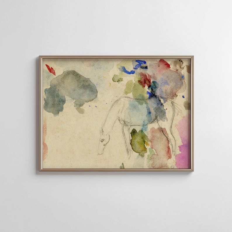 Abstract Horse Sketch Art Print • Modern Watercolor Equine Contemporary ...