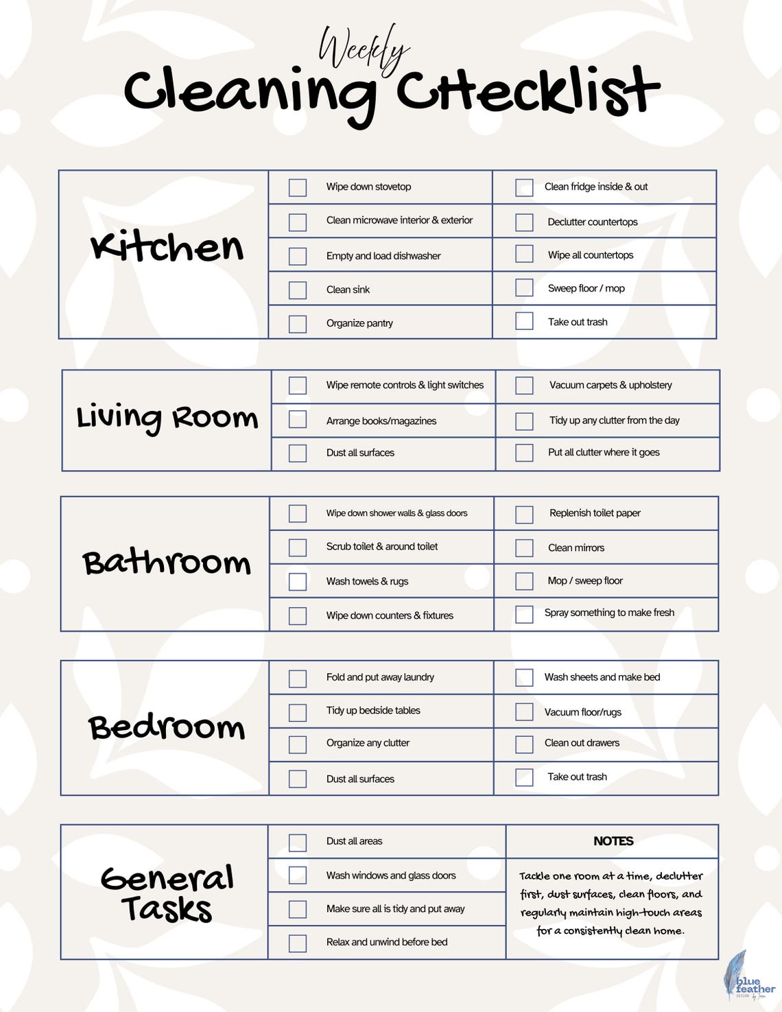 Boho Weekly Cleaning Schedule - Etsy