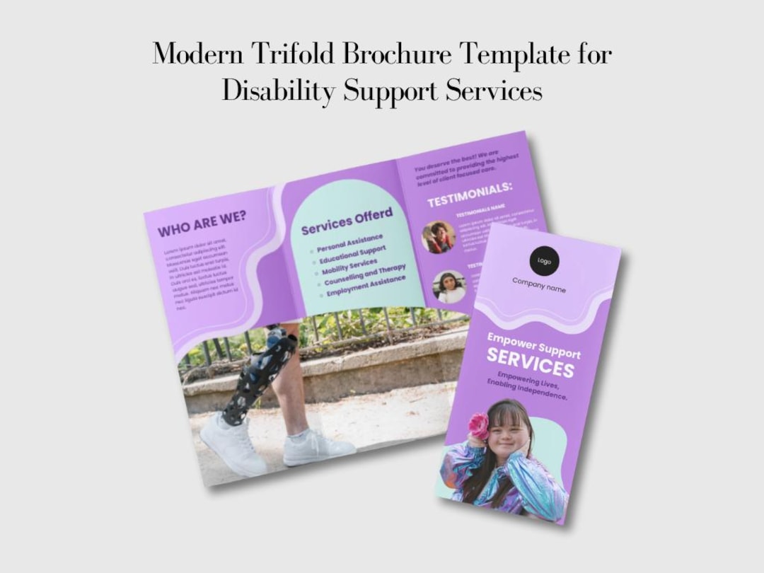 Modern Trifold Brochure Template for Disability Services: Editable A4 ...