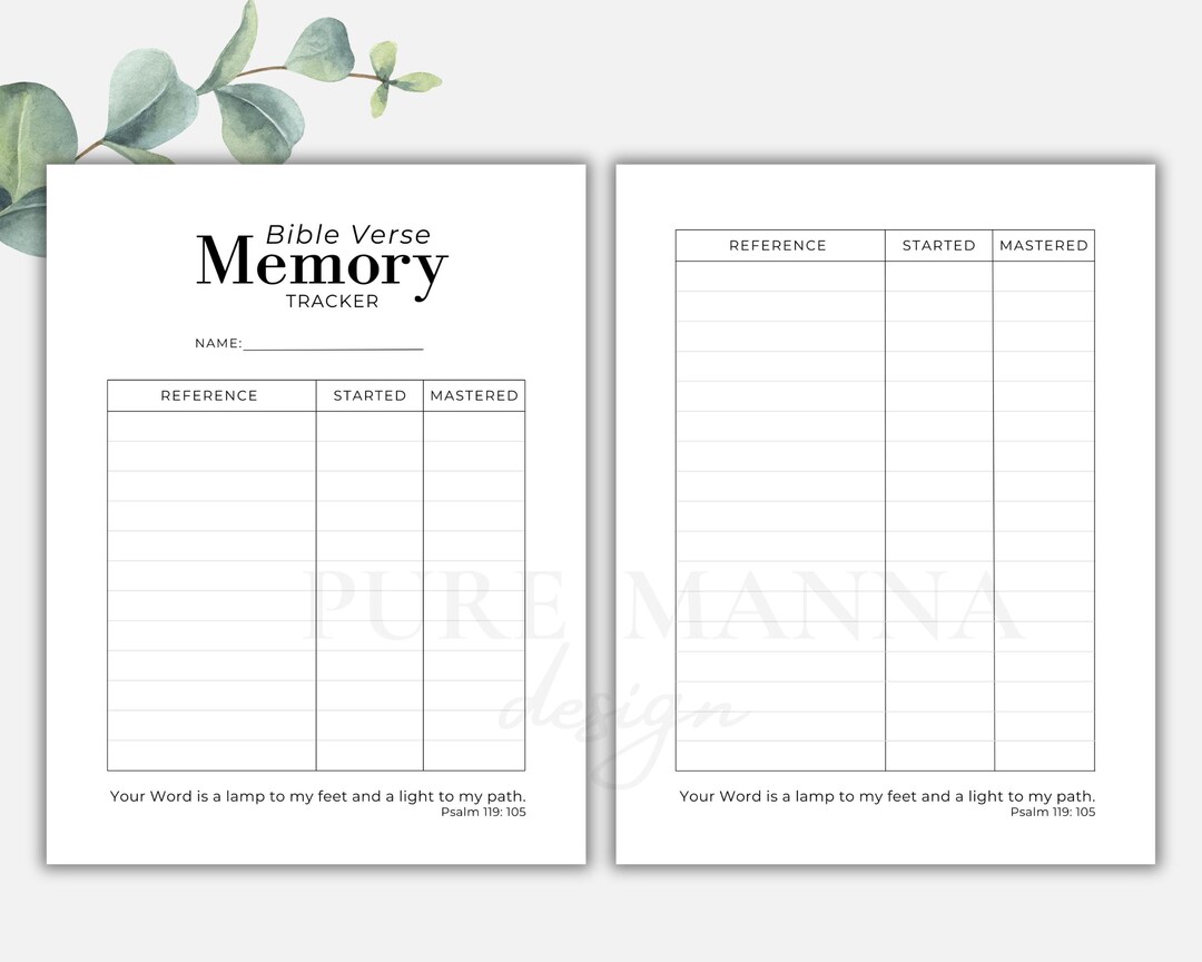 Printable Bible Verse Memory Tracker | Track Bible References & Mastery ...