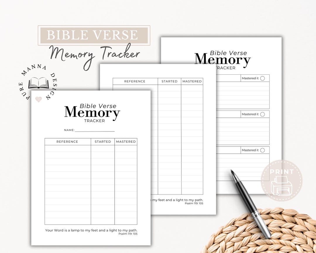 Printable Bible Verse Memory Tracker | Track Bible References & Mastery ...