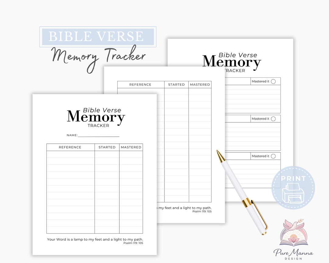 Psalm 119:105 | Printable Bible Verse Memory Tracker | Track Bible ...