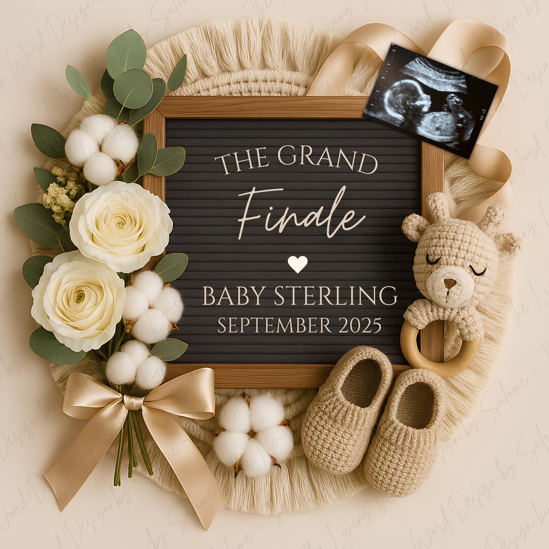 Luxe Neutral Baby Announcement Template: Editable Last Baby, Grand ...