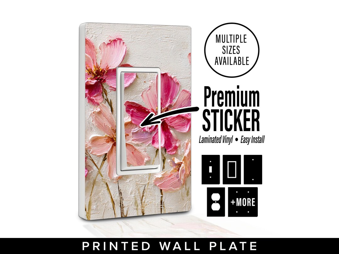 Blush Pink Floral Switch Plate | Textured Oil Painting Style Wall Plate ...
