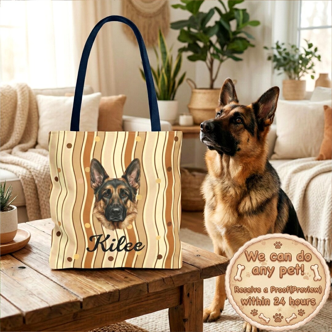 Custom Pet Bag Using Pet Photo + Name Custom Dog Tote Bag Personalized ...