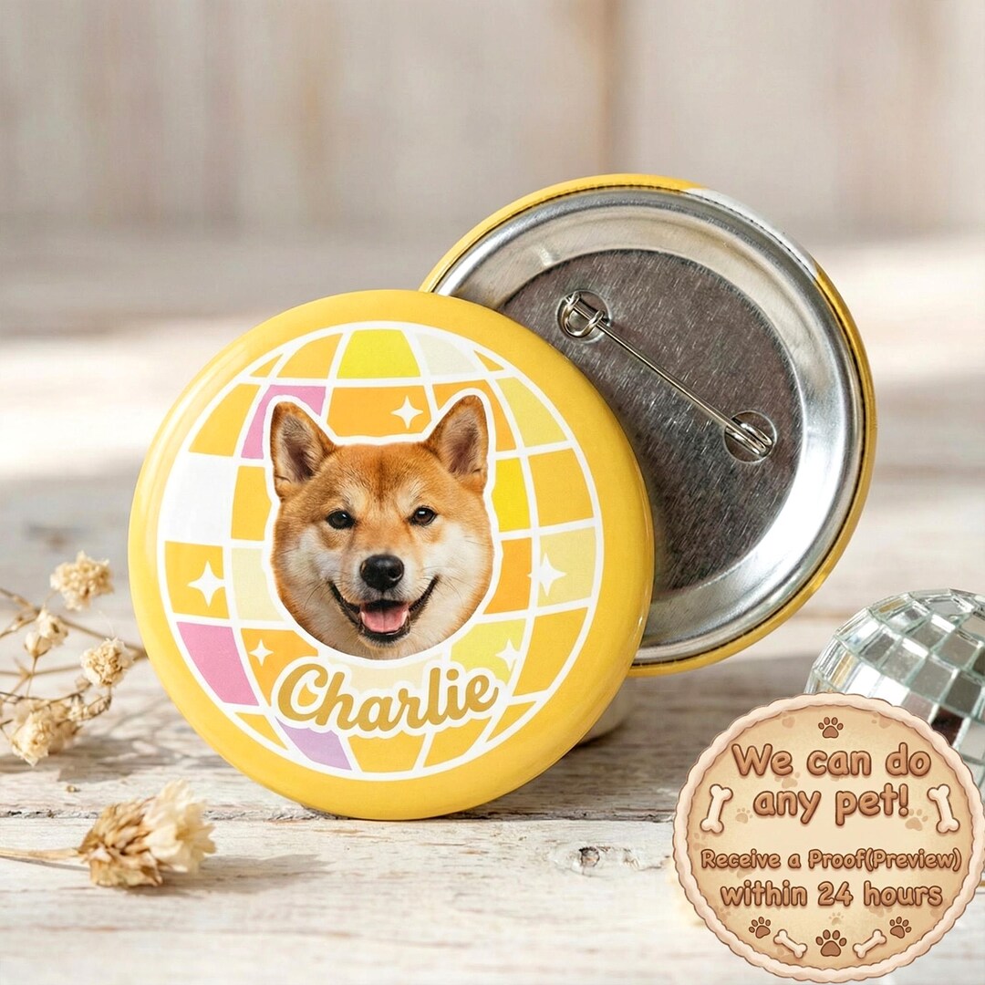 Custom Custom Pin Buttons Using Pet Photo + Name Custom Dog Cat Custom ...