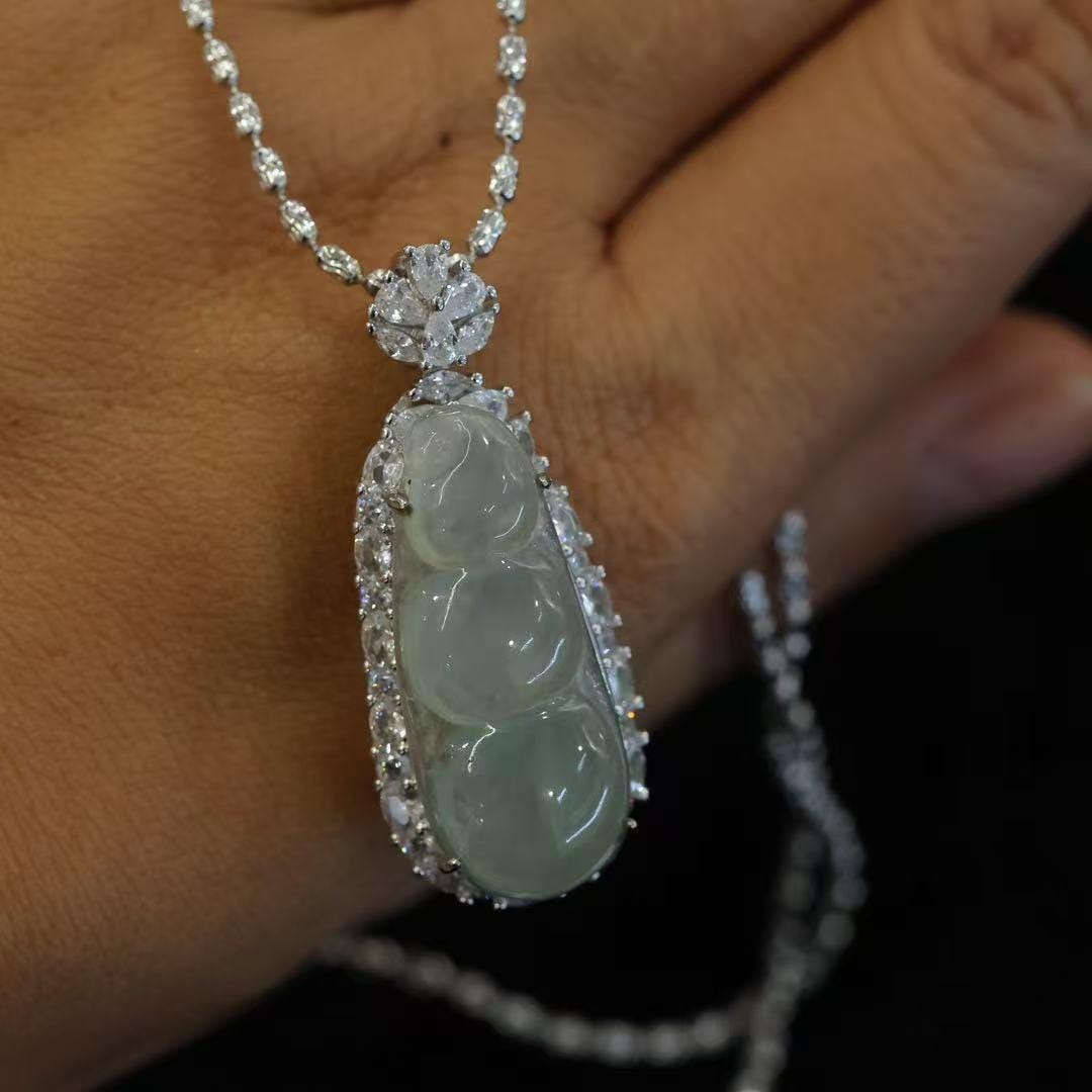 Natural Jadeite Bean Pendant Necklace – Luxury Burmese Jade Jewelry in ...