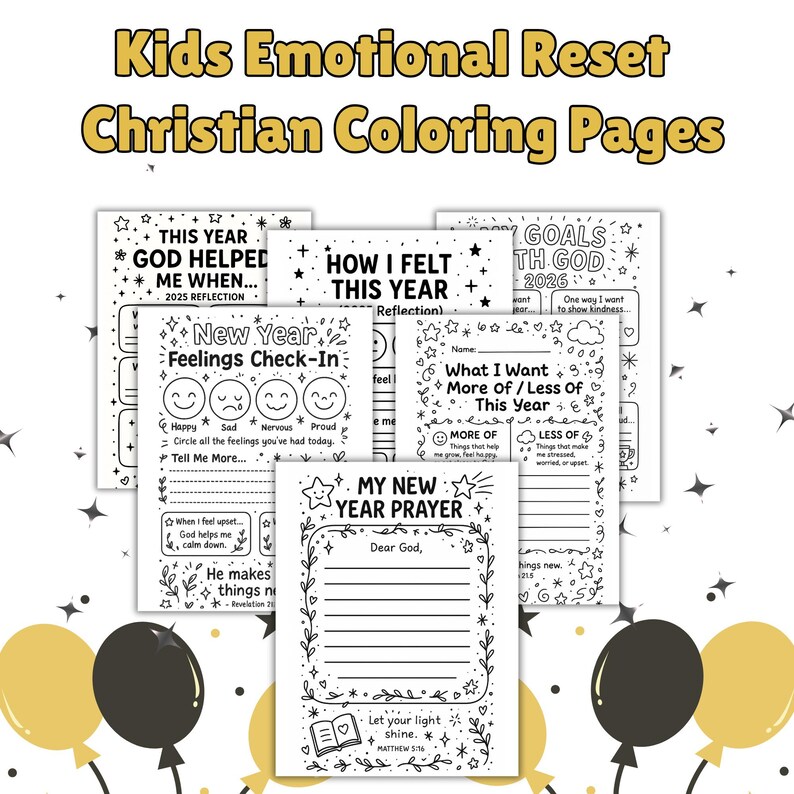Kids Christian New Year Reflection Pages (PDF Printable) - Etsy