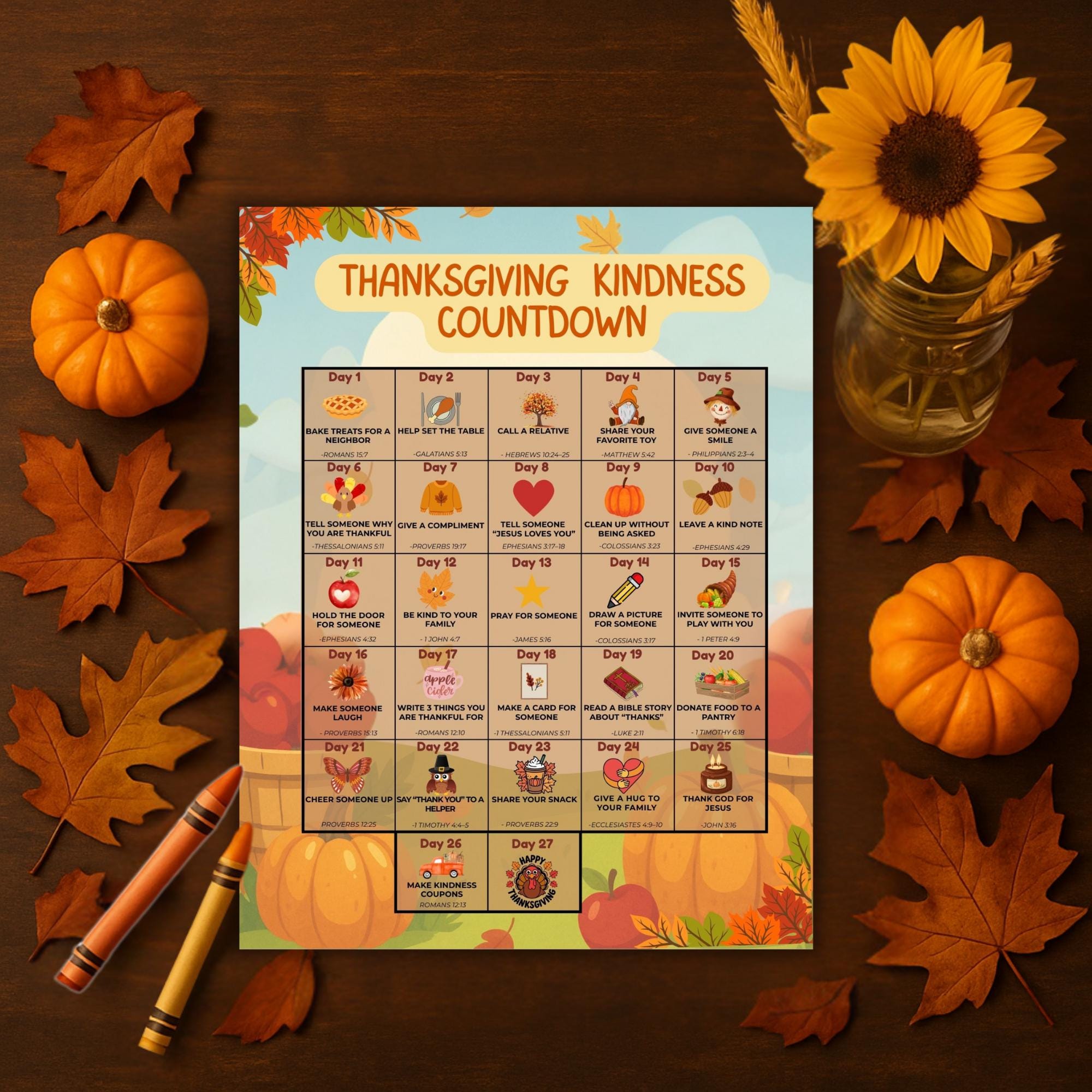 Faith-based Thanksgiving Kindness Challenge Calendar | Daily Bible ...