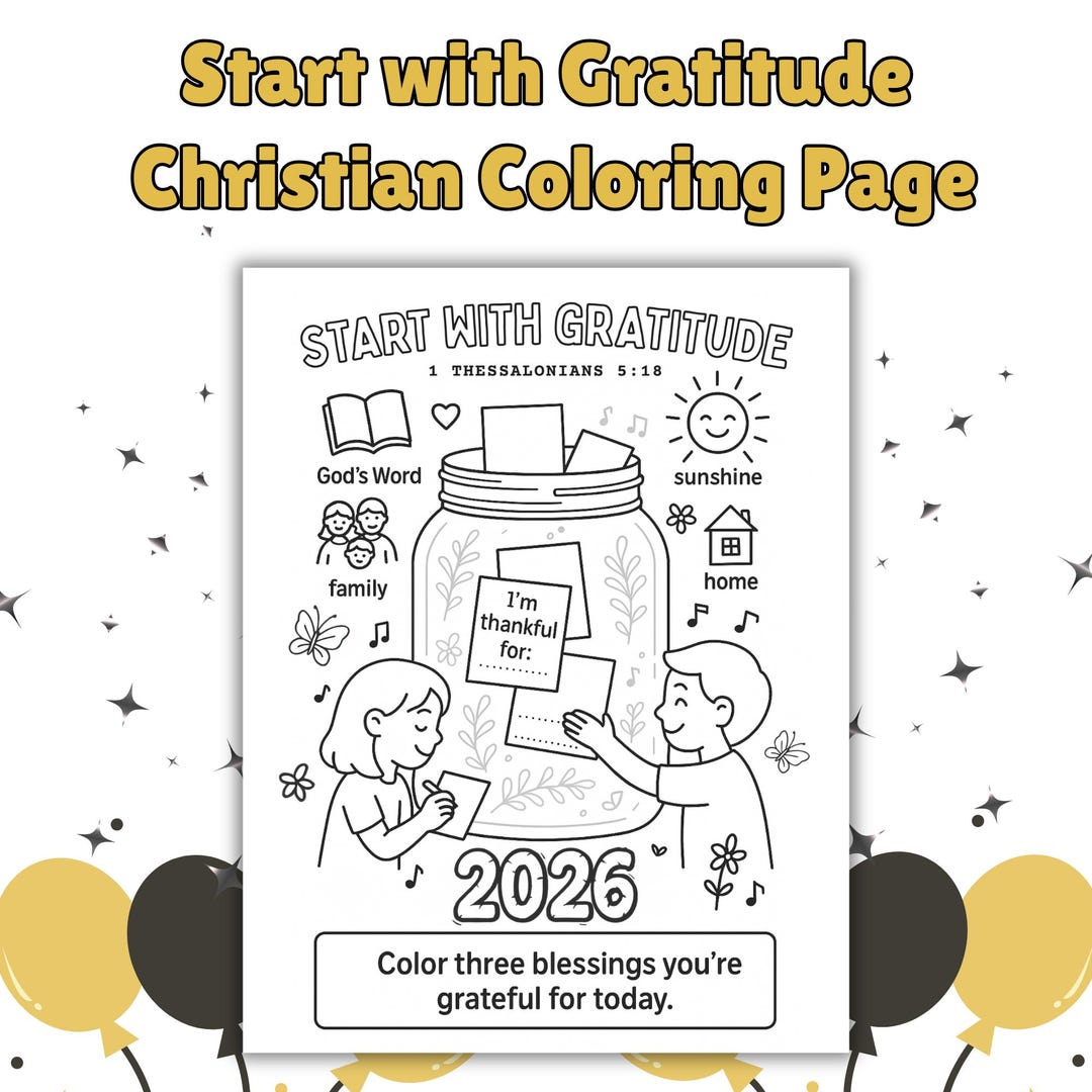 Christian Gratitude Coloring Page Printable Kids Bible Activity Start ...
