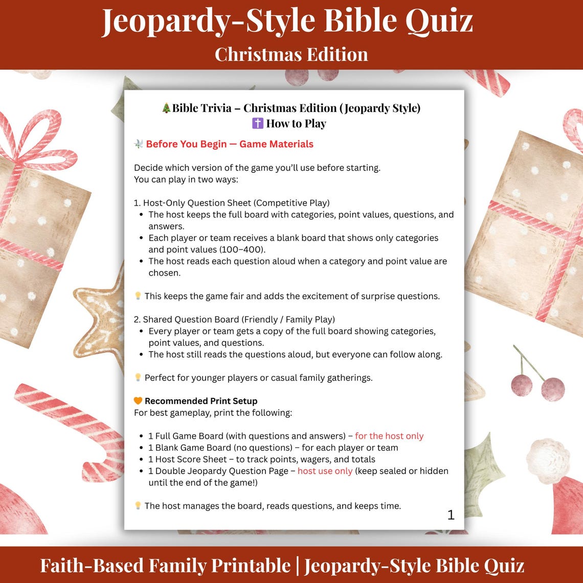 Christmas Bible Jeopardy Game, Family Trivia Quiz (instant Download) - Etsy