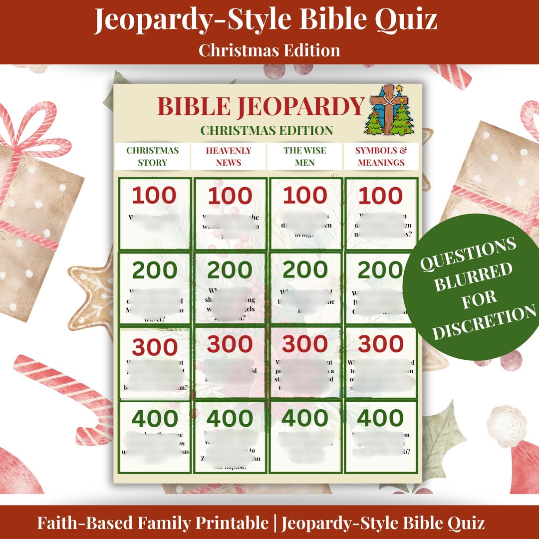 Christmas Bible Jeopardy Game, Family Trivia Quiz (instant Download) - Etsy
