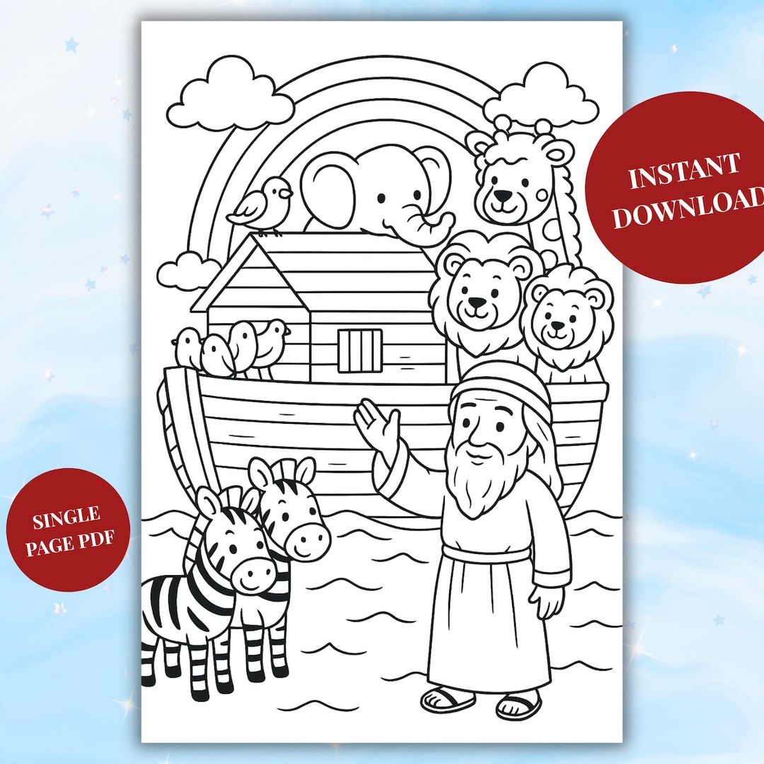 Noah's Ark Coloring Page Sunday School Printables (PDF) - Etsy Canada