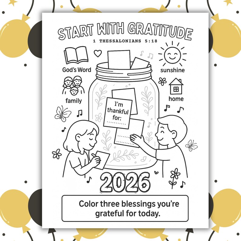 Christian Gratitude Coloring Page Printable Kids Bible Activity Start ...