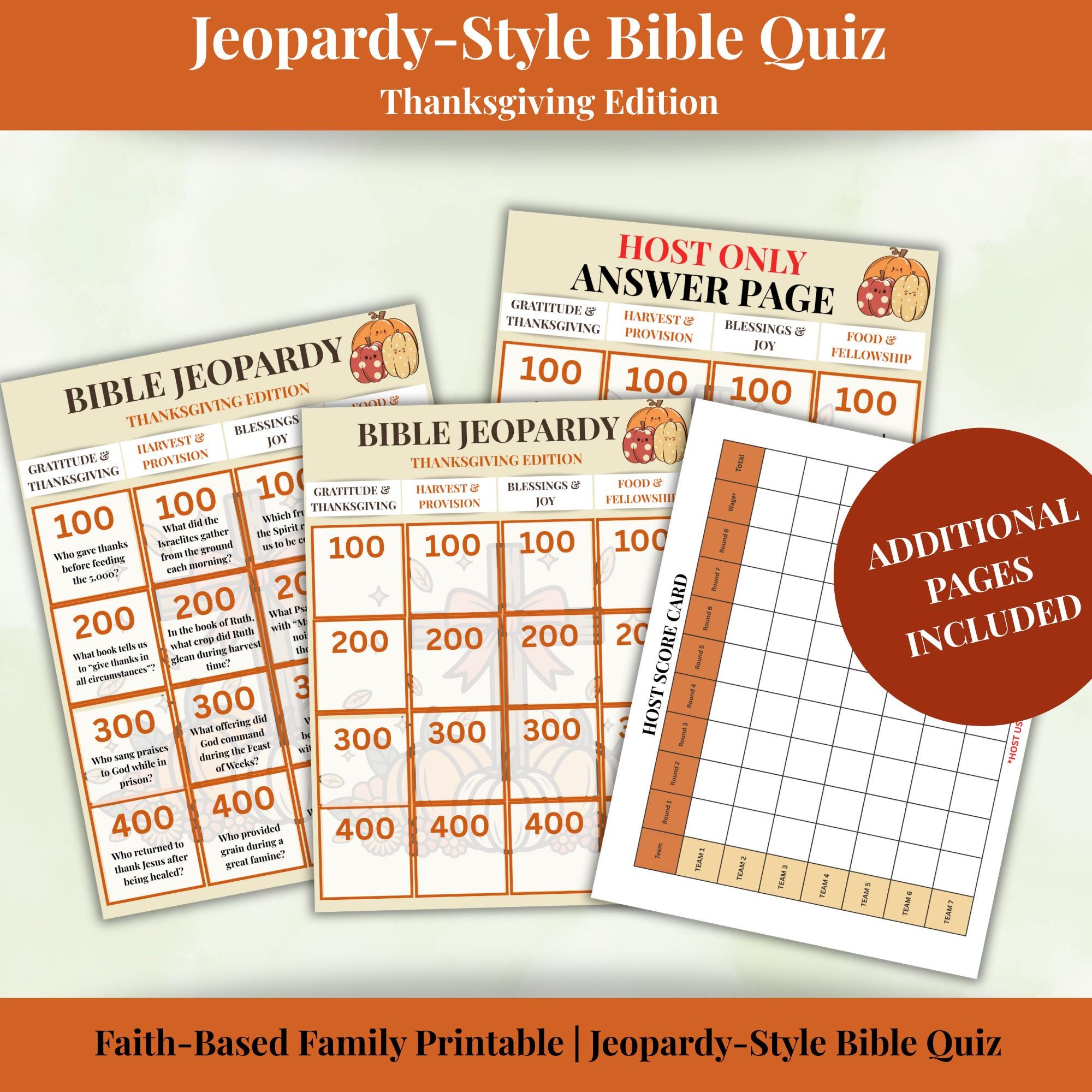Thanksgiving Bible Jeopardy Game: Christian Family Trivia (PDF) - Etsy