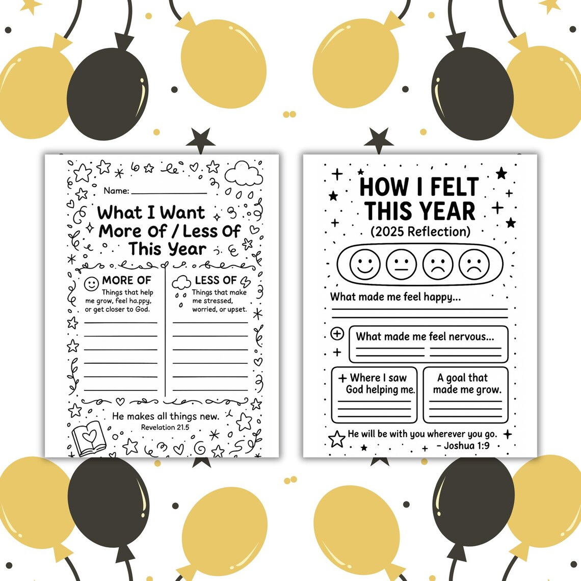 Kids Christian New Year Reflection Pages (PDF Printable) - Etsy