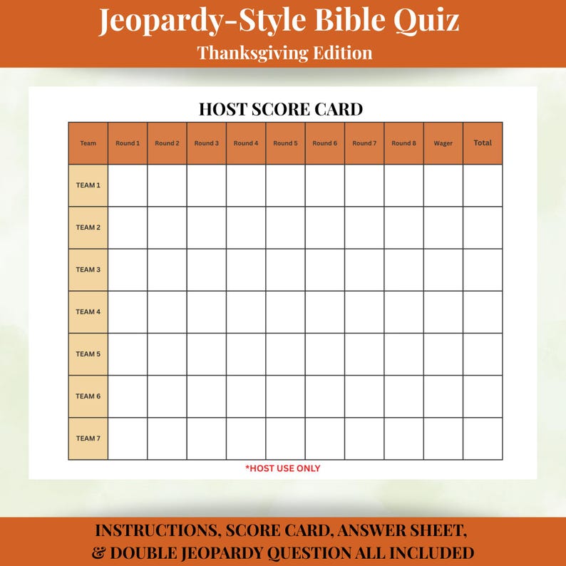 Thanksgiving Bible Jeopardy Game: Christian Family Trivia (PDF) - Etsy