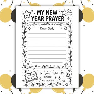 Christian New Year Prayer Worksheet Kids Bible Coloring Page (2026) - Etsy
