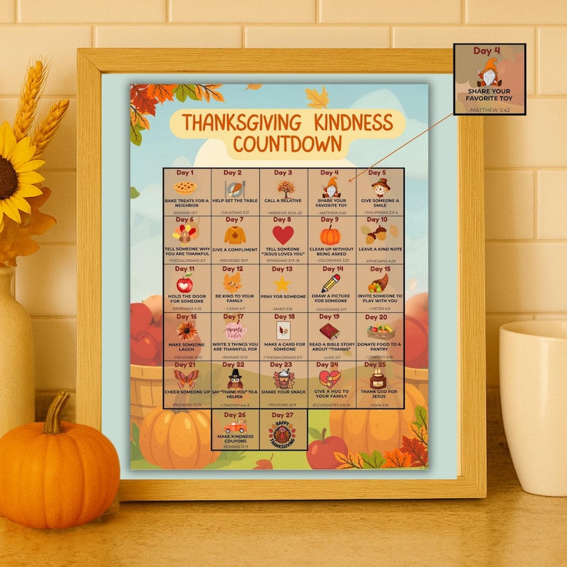Faith-based Thanksgiving Kindness Challenge Calendar | Daily Bible ...