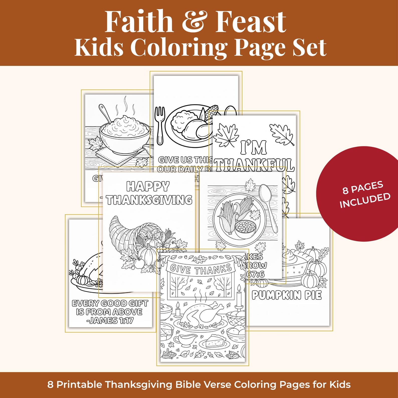Thanksgiving Bible Verse Coloring Pages for Kids (PDF Printable) - Etsy