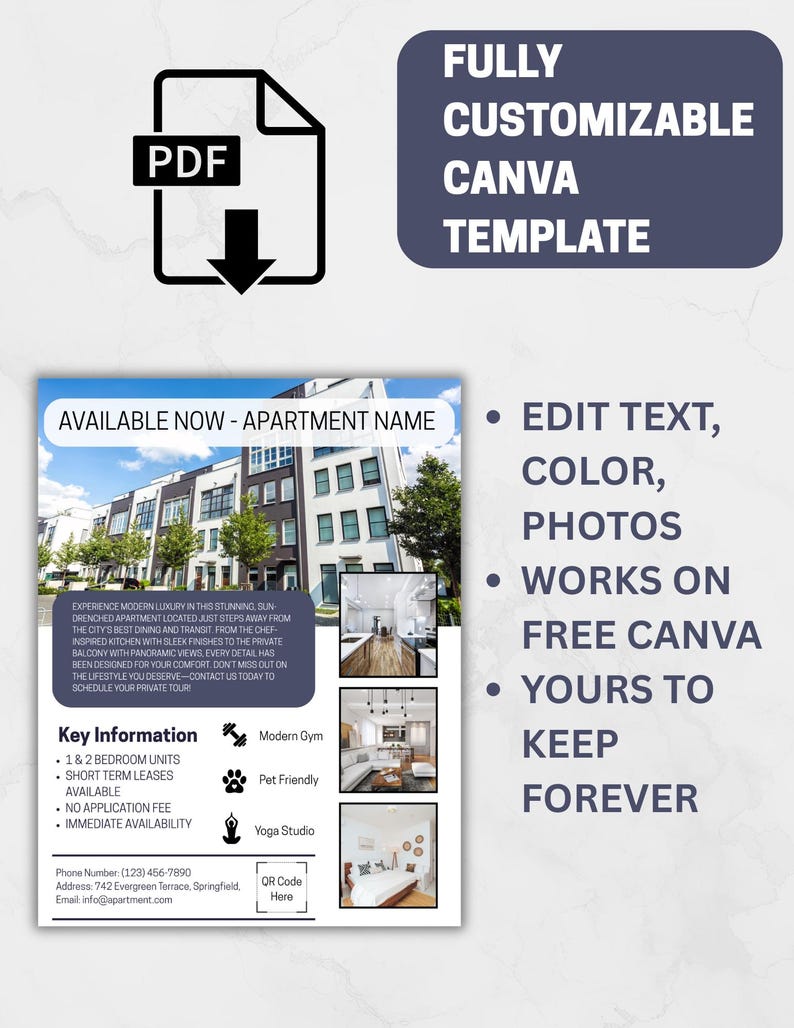Apartment Leasing Flyer Template | Editable Canva Real Estate Marketing ...