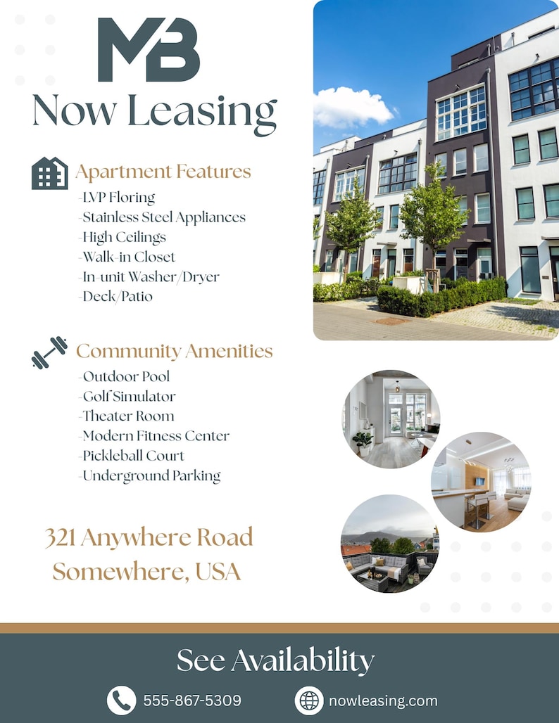 Apartment Flyer Template | Editable Canva Real Estate Flyer | Rental ...