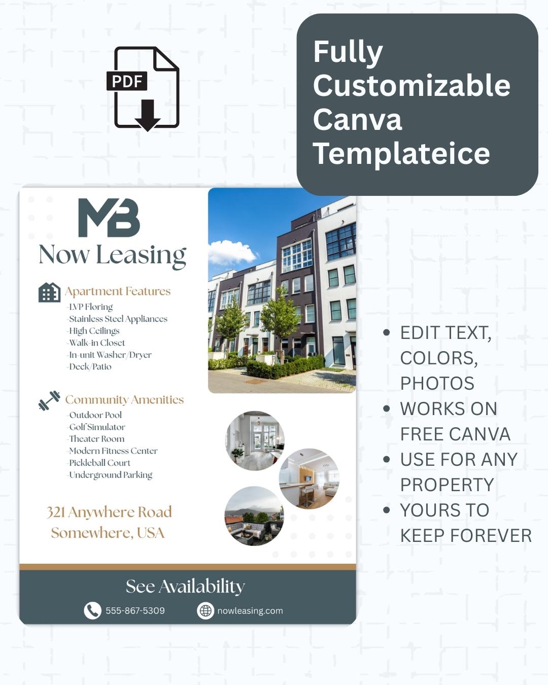 Apartment Flyer Template | Editable Canva Real Estate Flyer | Rental ...