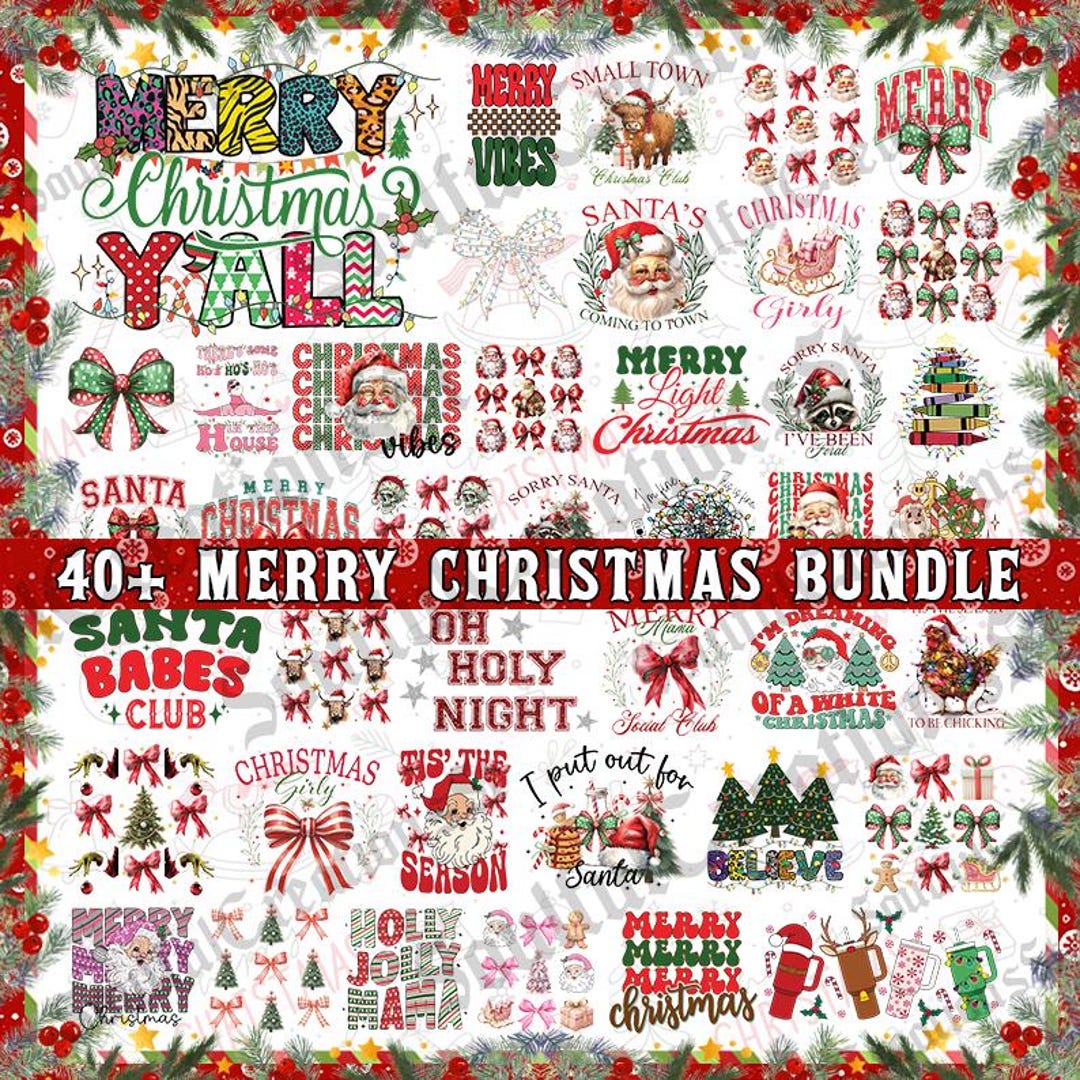 40+ Christmas Bundle Png, Merry Christmas Png, Christmas Png, Western ...