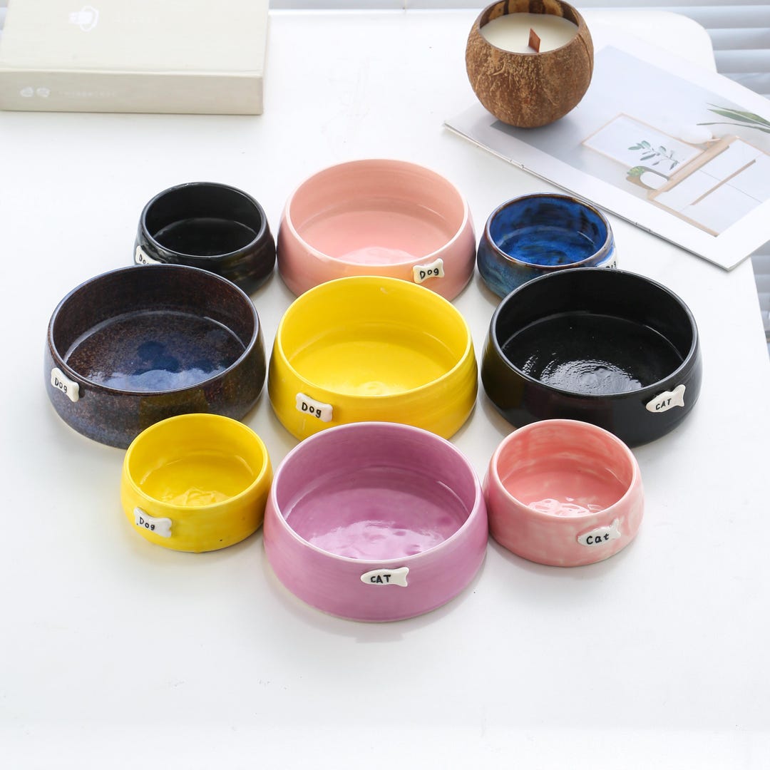 Custom Name Dog Bowl Puppy Custom New Pet Gifts Colorful Ceramic Pet ...