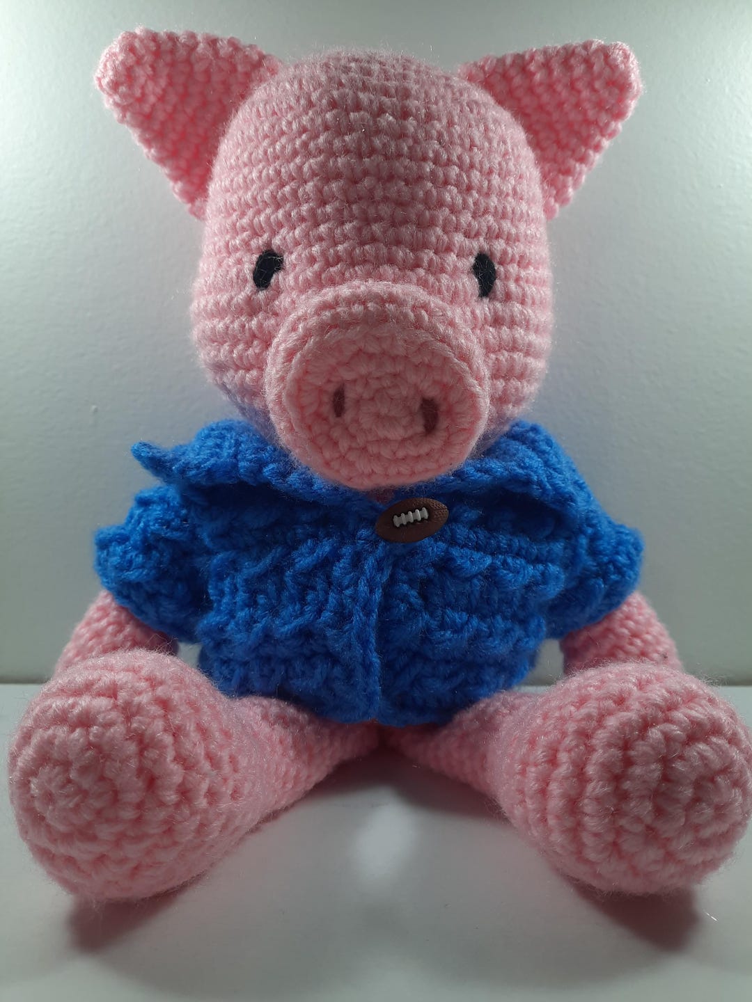 Handmade Crocheted Piggy With Removable Crocheted Sweater, Embroidered ...