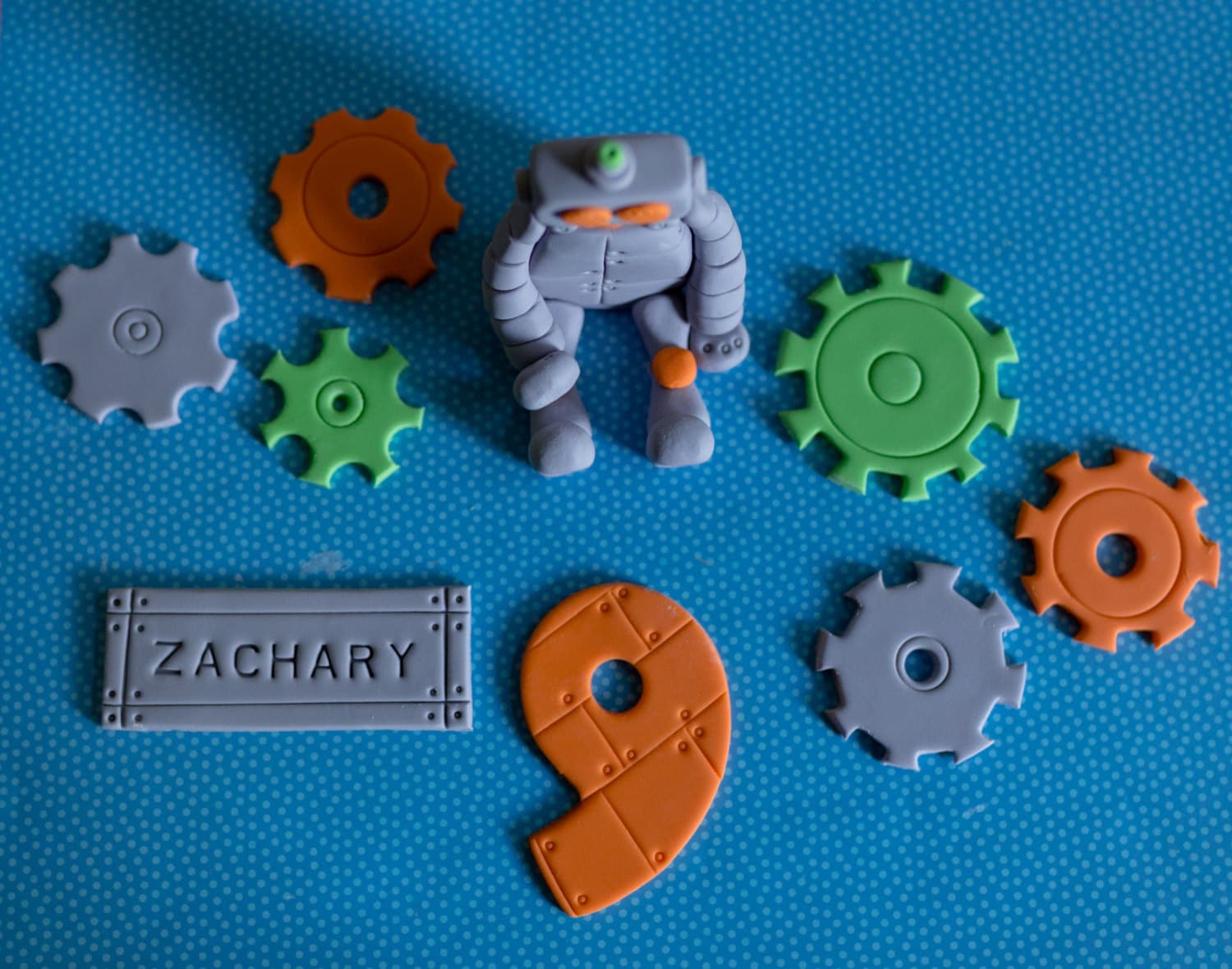 Fondant Robot Cog Name and Age Cake Decorations Perfect for | Etsy
