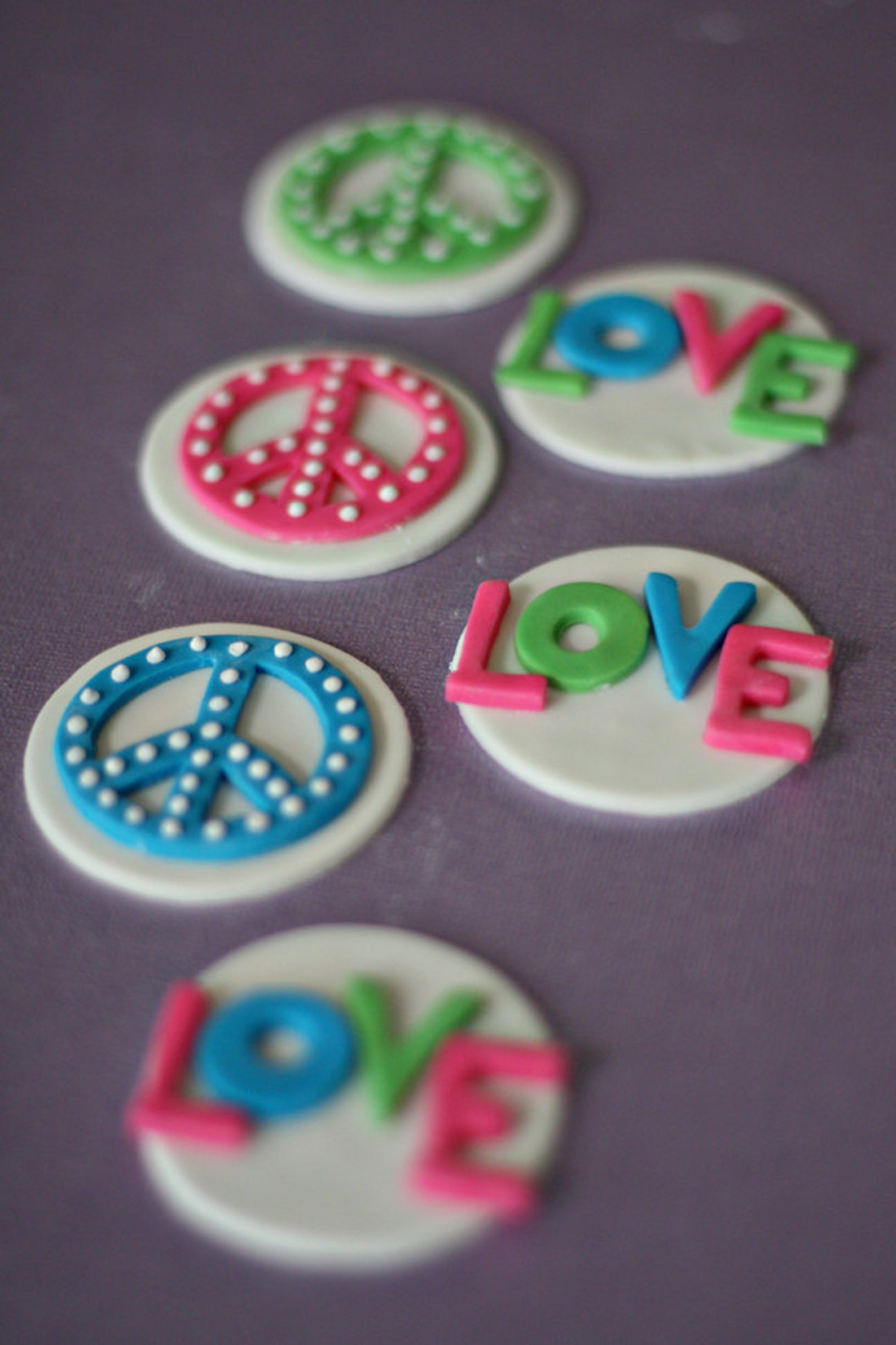 Peace Sign and Love Fondant Toppers for Decorating Groovy | Etsy