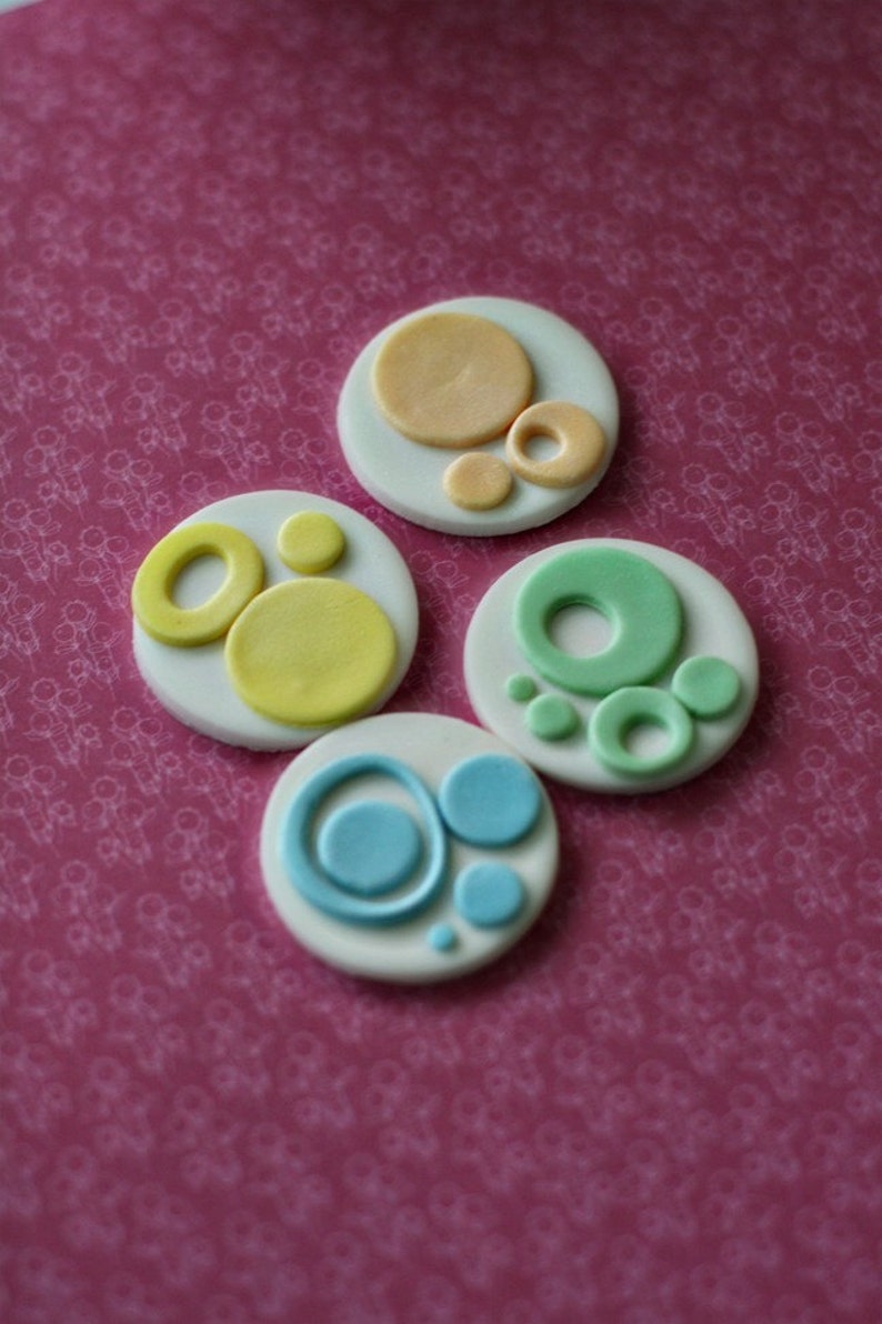 Polka Dot Fondant Modern Circle Toppers for Decorating | Etsy