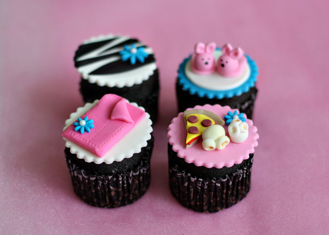 Fondant Sleepover Slumber Party Toppers for Cupcakes Cookies | Etsy