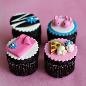 Fondant Sleepover Slumber Party Toppers for Cupcakes, Cookies or Other ...