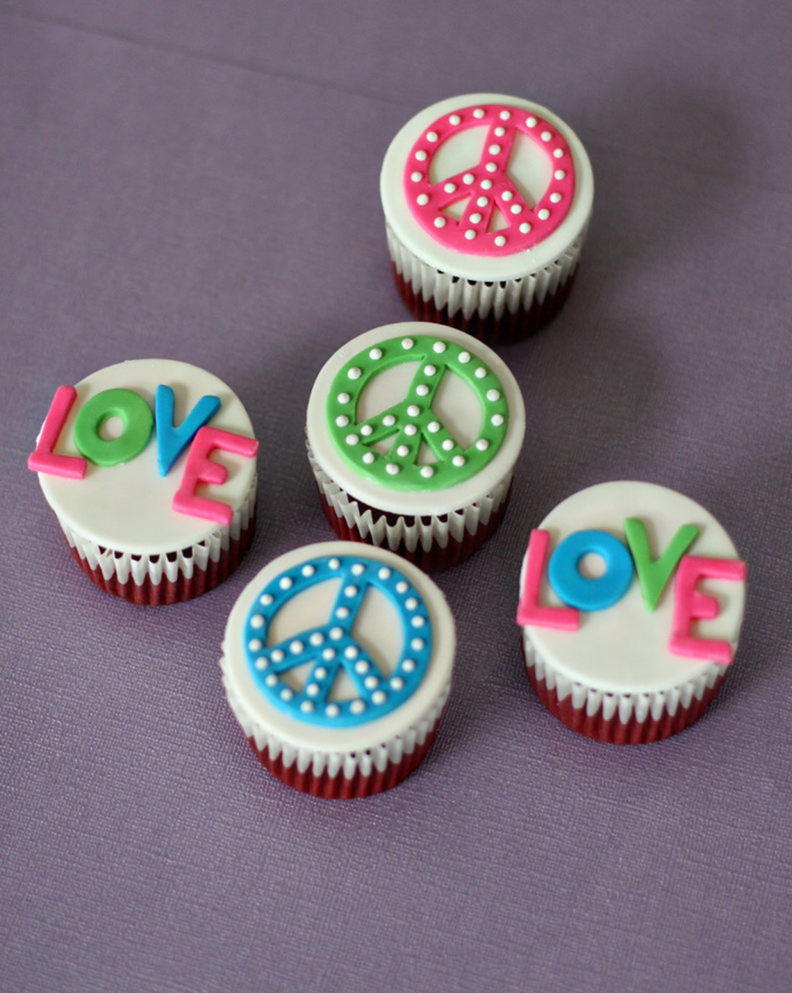 Peace Sign and Love Fondant Toppers for Decorating Groovy | Etsy