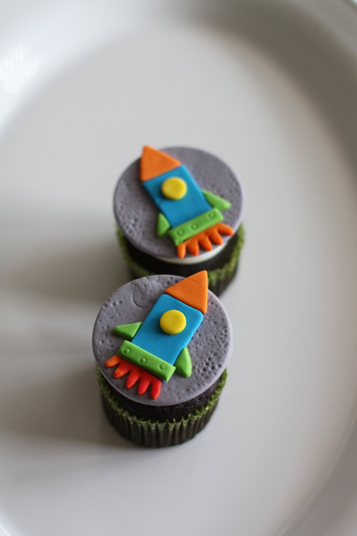 Fondant Space Rocket and Star Toppers for Decorating - Etsy