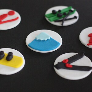 Fondant Ski, Snowboard and Mountain Cupcake Toppers for Birthday ...