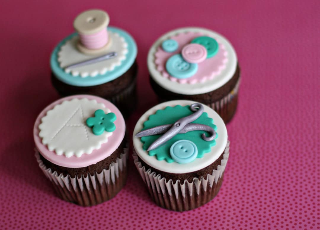 Fondant Sewing Buttons, Thread, Scissors, Thimble Toppers for ...