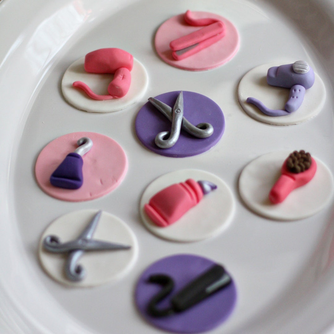 Fondant Hair Stylist Scissors Brushes Flat Iron Gel and - Etsy
