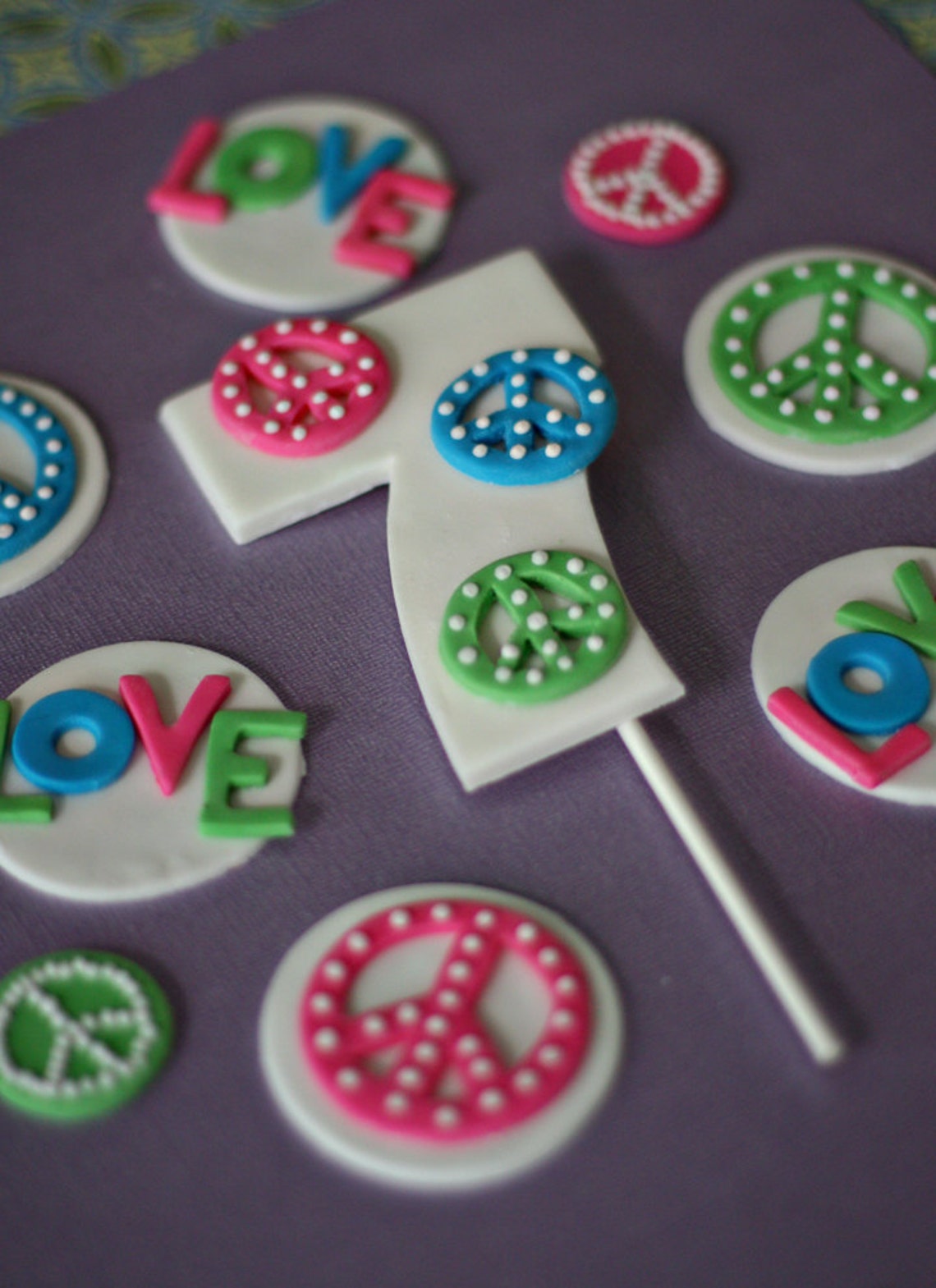 Peace Sign and Love Fondant Toppers for Decorating Groovy | Etsy