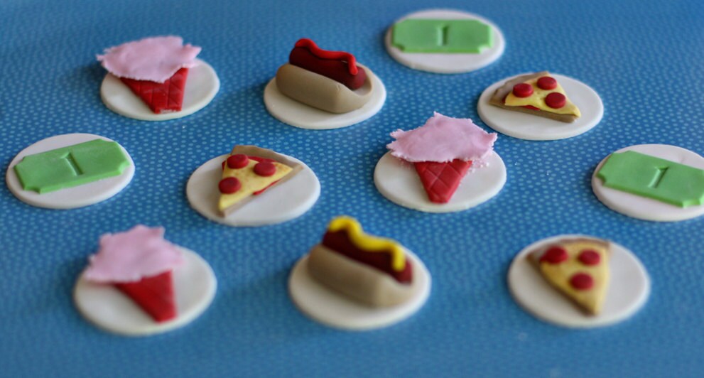 Fondant Pizza Hot Dog Cotton Candy and Ticket Fondant | Etsy