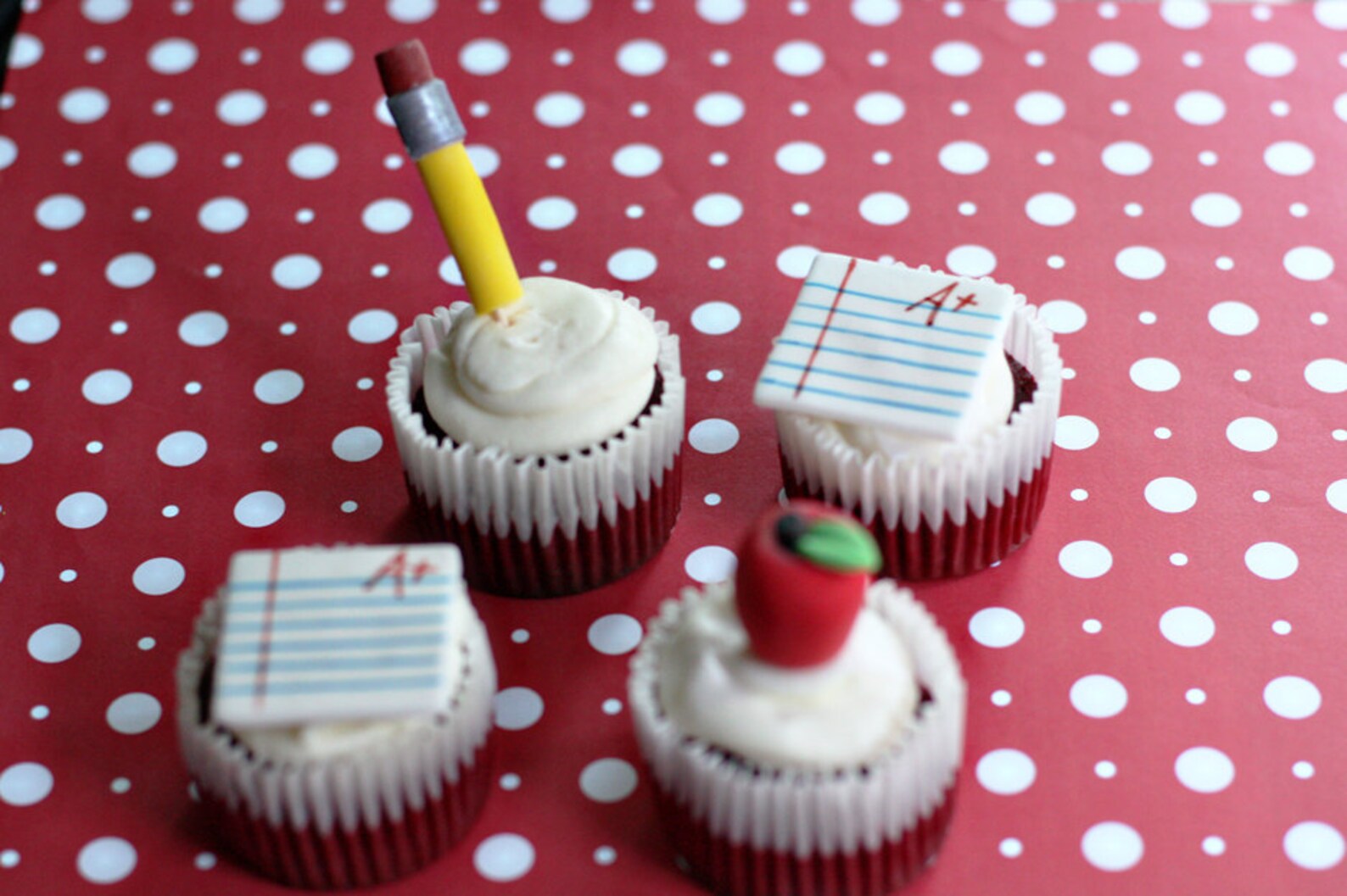 Fondant Teacher Gift Pencil Apple and Paper Toppers for - Etsy