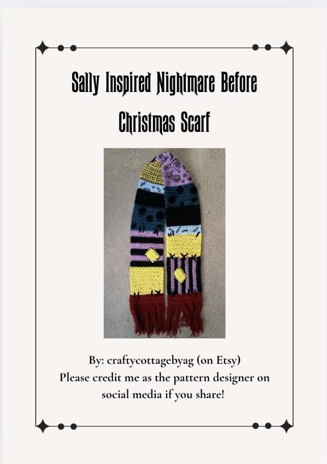 Sally Inspired Scarf Crochet Pattern | Nightmare Before Christmas PDF ...