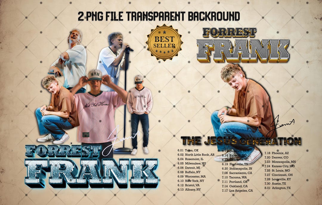 Forrest Frank Concert 2026 PNG File, Jesus Generation Tour Digital File ...
