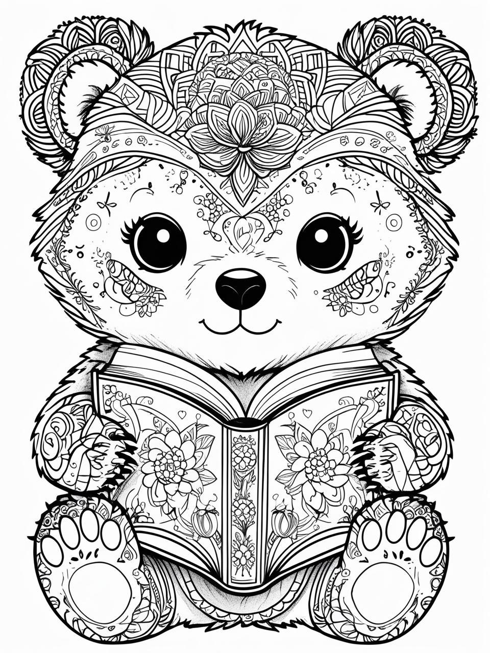 Kawaii Baby Bear Coloring Pages: Chibi Art, Zentangle & Mandala 93 JPG ...