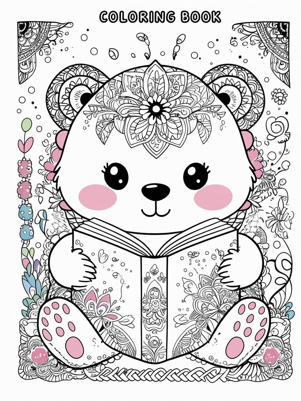 Kawaii Baby Bear Coloring Pages: Chibi Art, Zentangle & Mandala 93 JPG ...