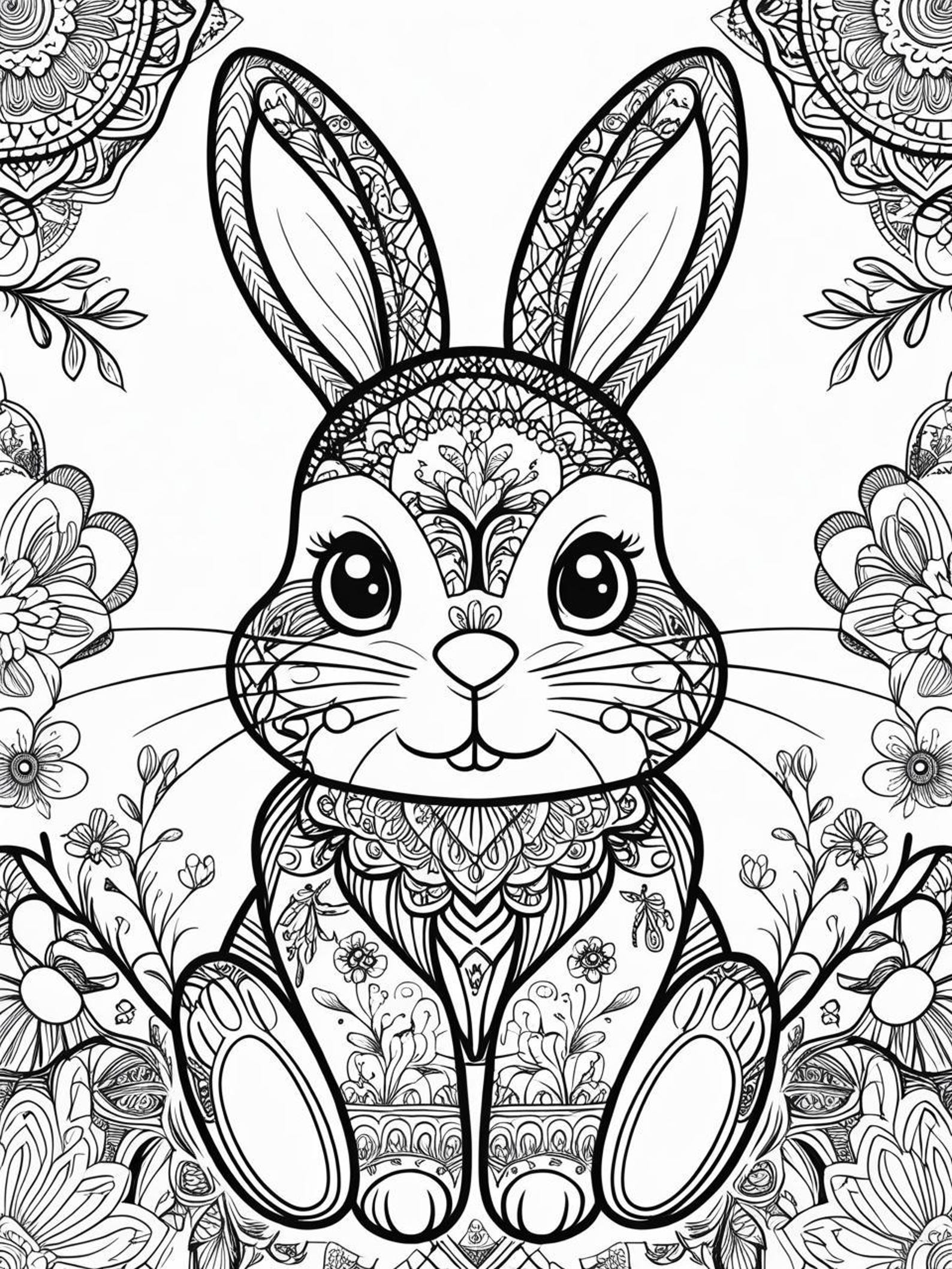 Kawaii Bunny Coloring Pages: Chibi Zentangle & Mandala Art 76 JPG ...
