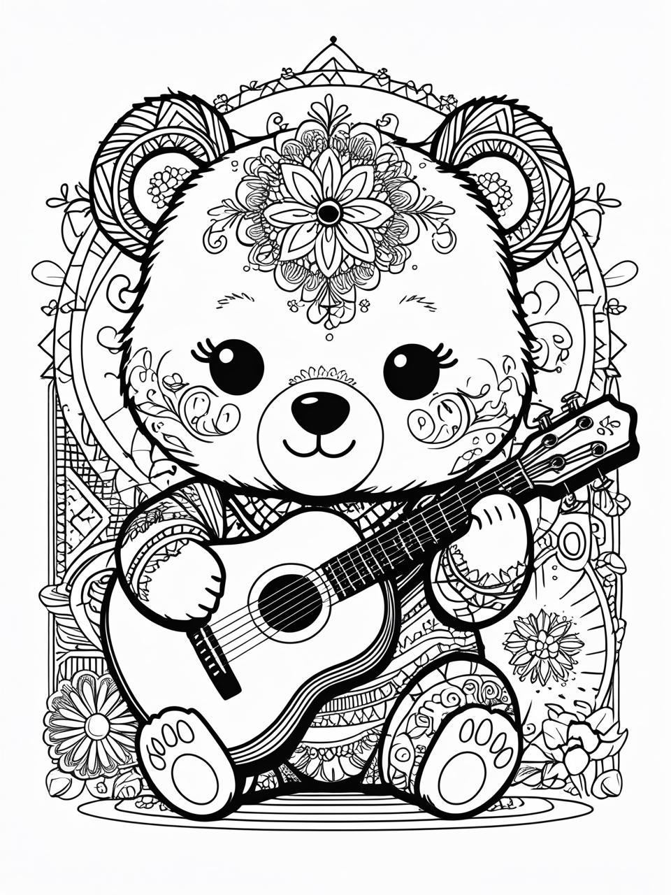 Kawaii Baby Bear Coloring Pages: Chibi Art, Zentangle & Mandala 93 JPG ...